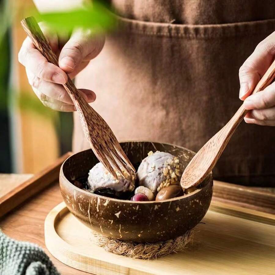 Coconut Shell Bowls, Vintage Coconut Bowls, Coconut Shell Tableware ...