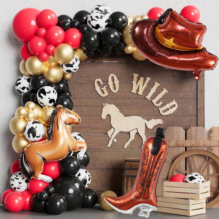 12 Pieces Western Themed Party Balloons Cowgirl Boot Balloons Cowgirl ...