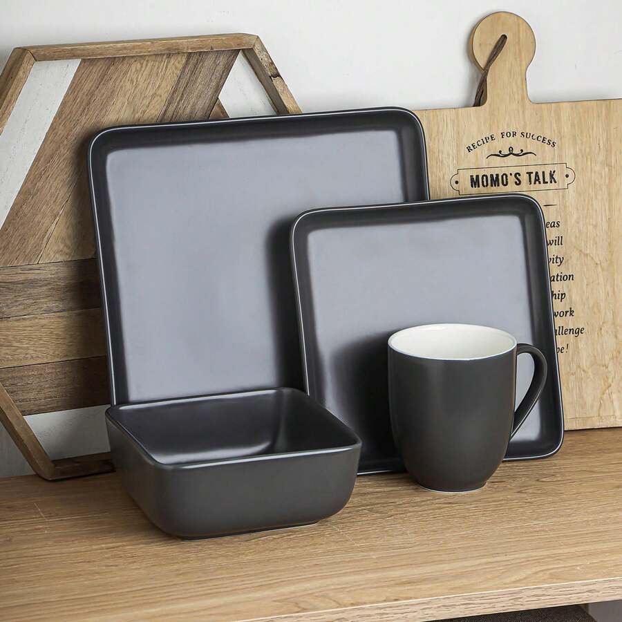 Amy Porcelain Dinnerware Set - Gray | SHEIN South Africa