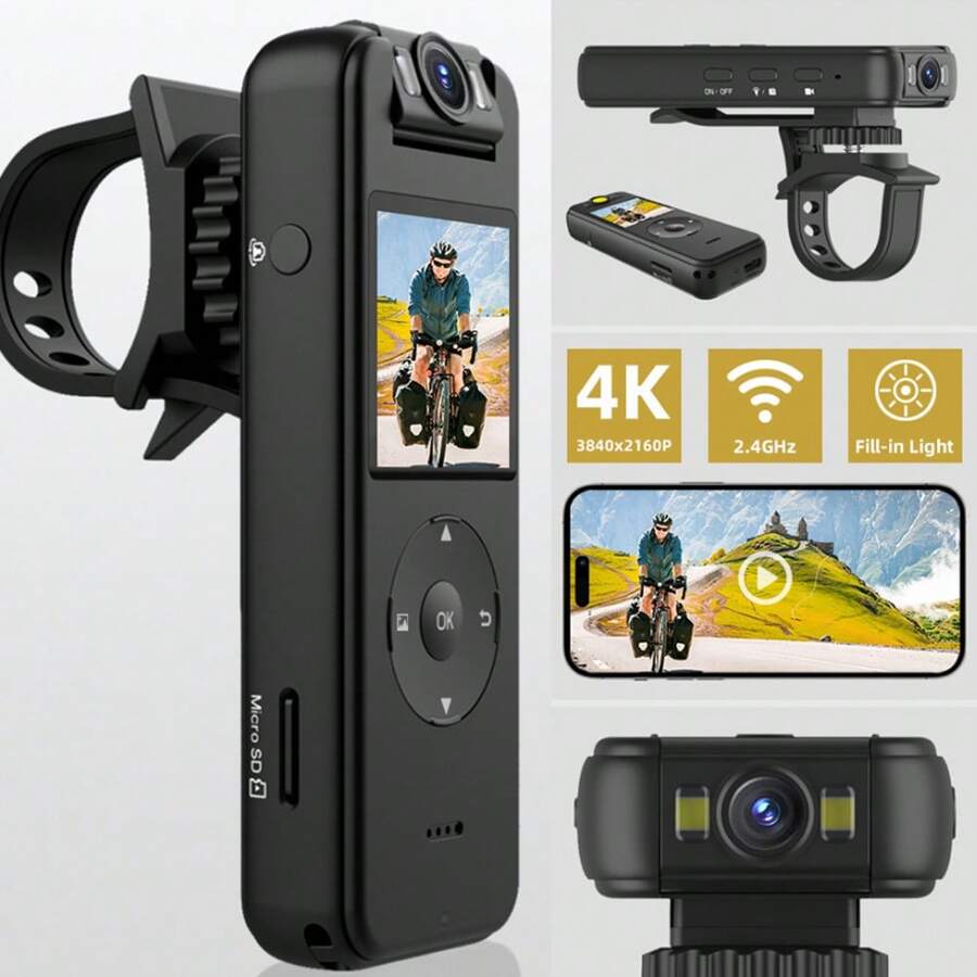 4K Ultra HD Mini WiFi Sports Action Camera With 64GB Memory Card, Clip ...