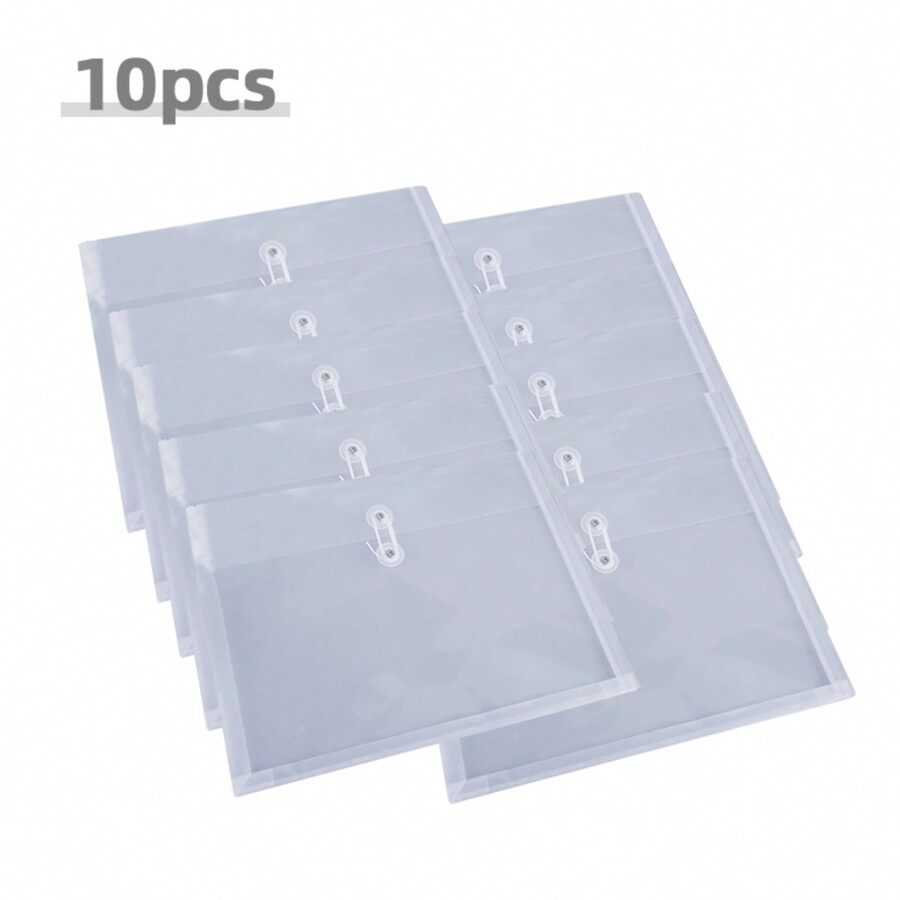 3/5/10 Pcs Plastic Letter Size Envelopes With Button And String Tie ...