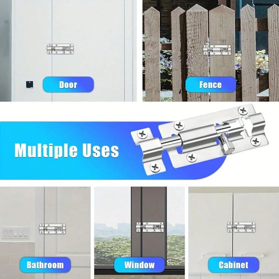 3 Pieces Of Stainless Steel Anti-Theft Door Latches, Bathroom Wooden ...