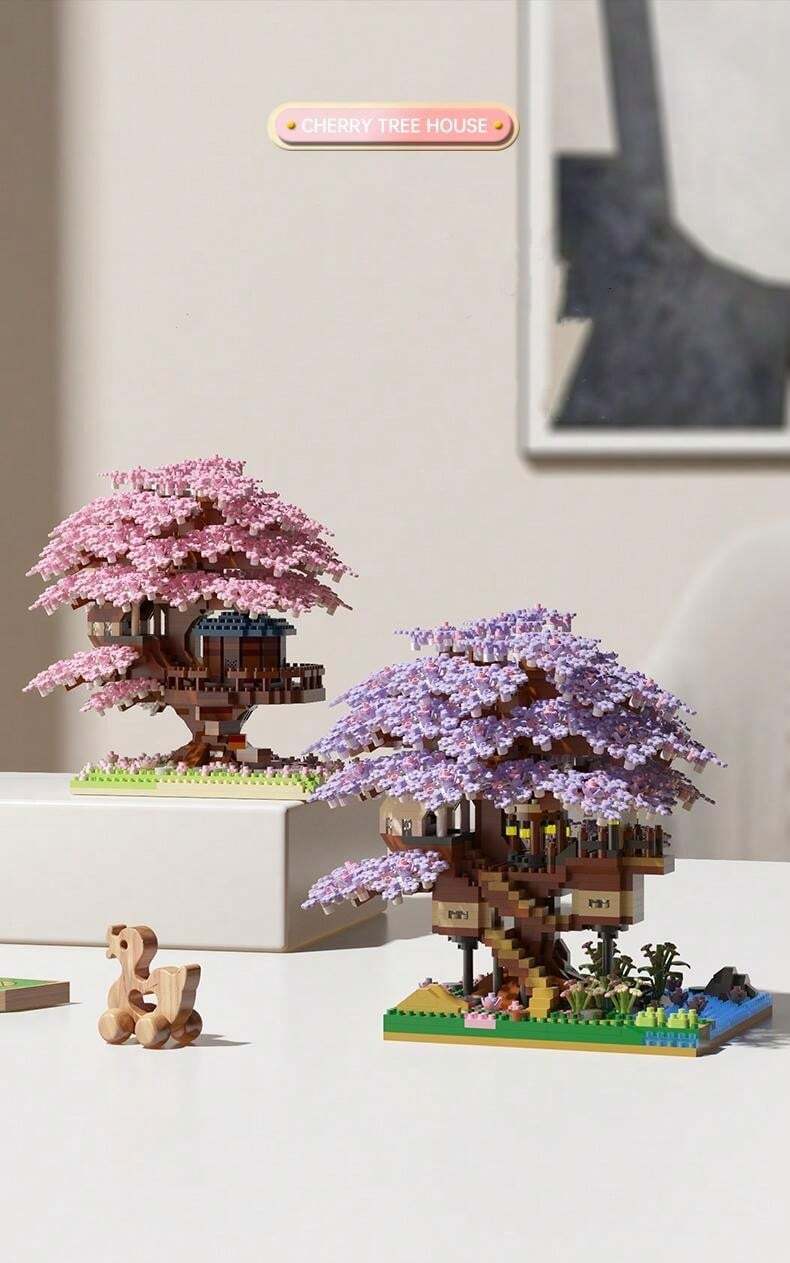Cherry Blossom Tree House Micro Building Block Assembly Model ...