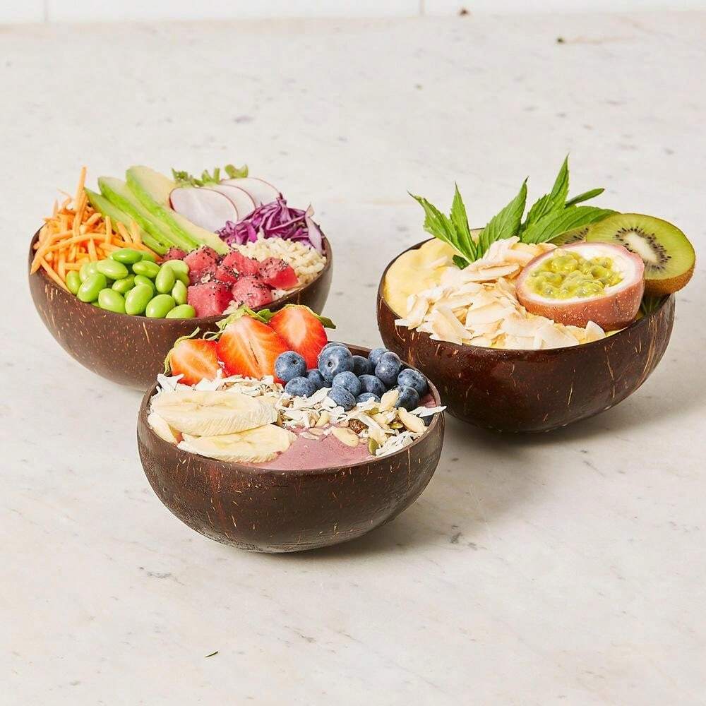 Coconut Shell Bowls, Vintage Coconut Bowls, Coconut Shell Tableware ...