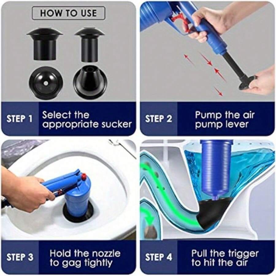 1 Set Toilet Plunger, Drain Clog Remover Tool With 4 Sized Suckers ...