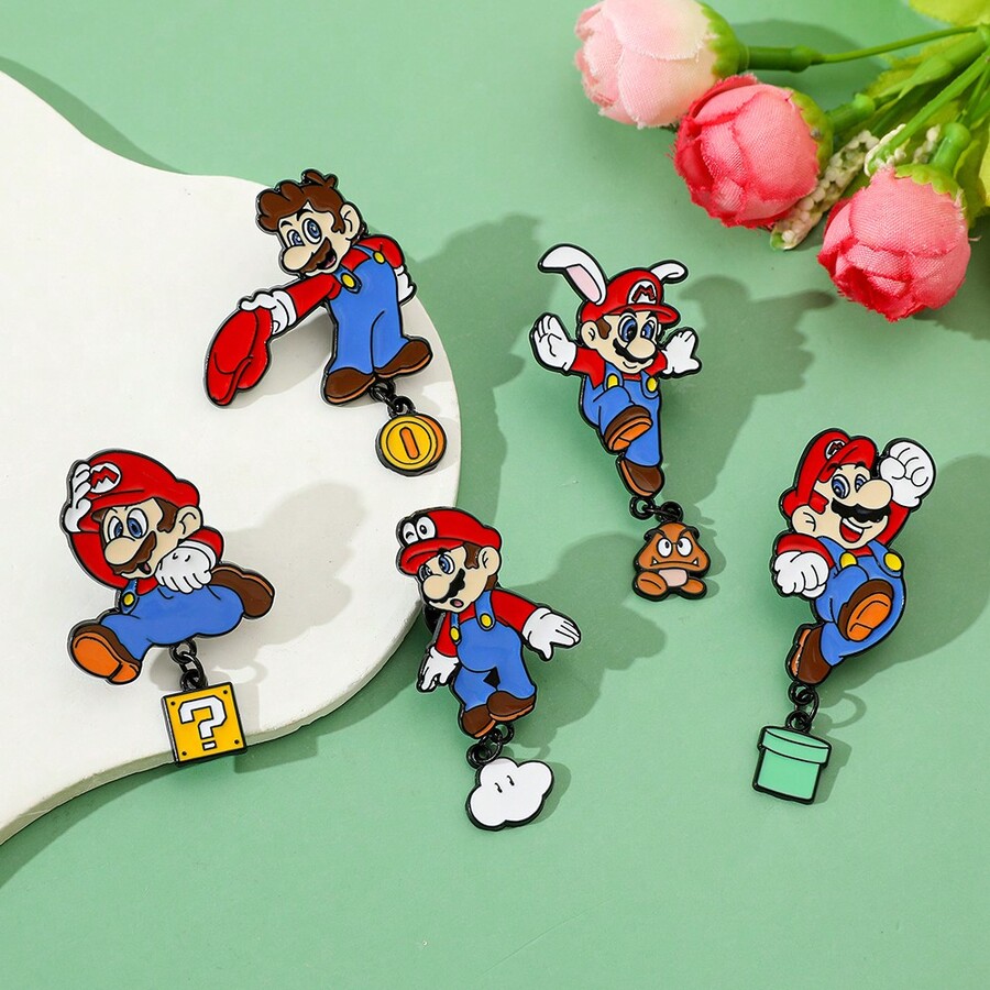 Super Mario 1 Pc Challenge Game Super Mario Brooch Creative Mario ...