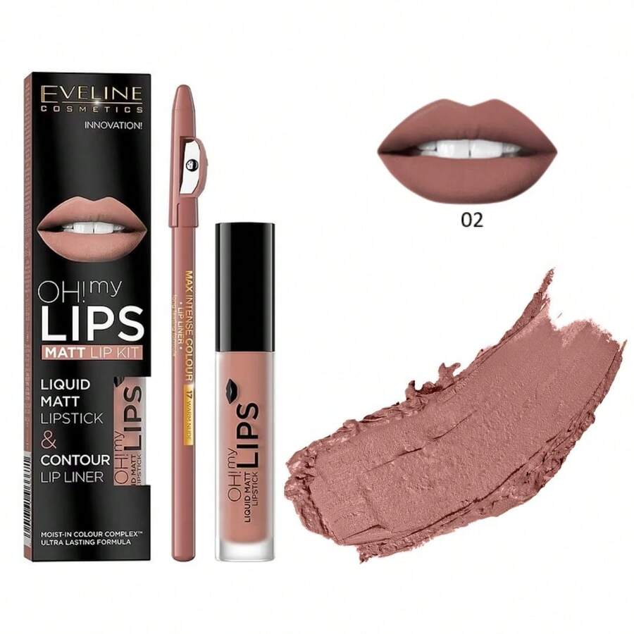 Eveline Cosmetics OH! My LIPS Matt Lip Kit Liquid Matt Lipstick & Contour Lip Liner | SHEIN USA