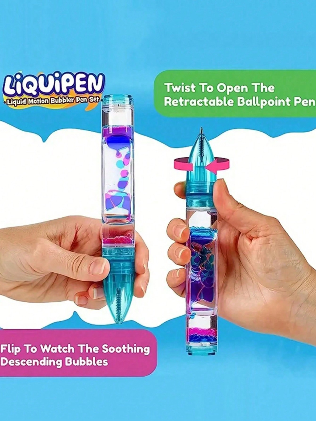 Liquid Motion Bubbler Pens Sensory Toy - Writes Like A Regular Pen ...