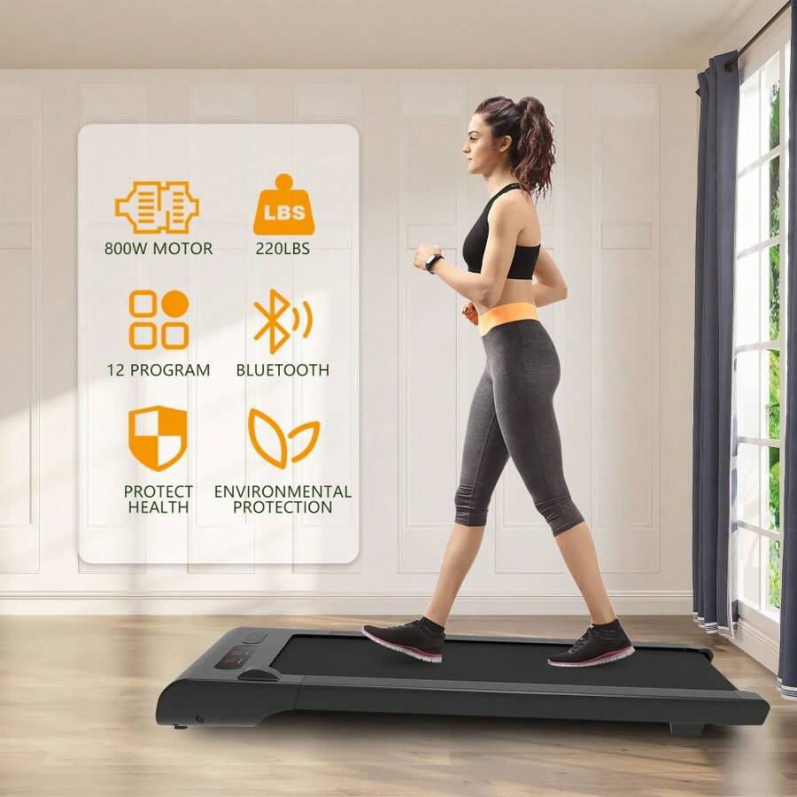 2-In-1 Desktop Treadmill With Treadmill Mat, Remote Control, LED ...