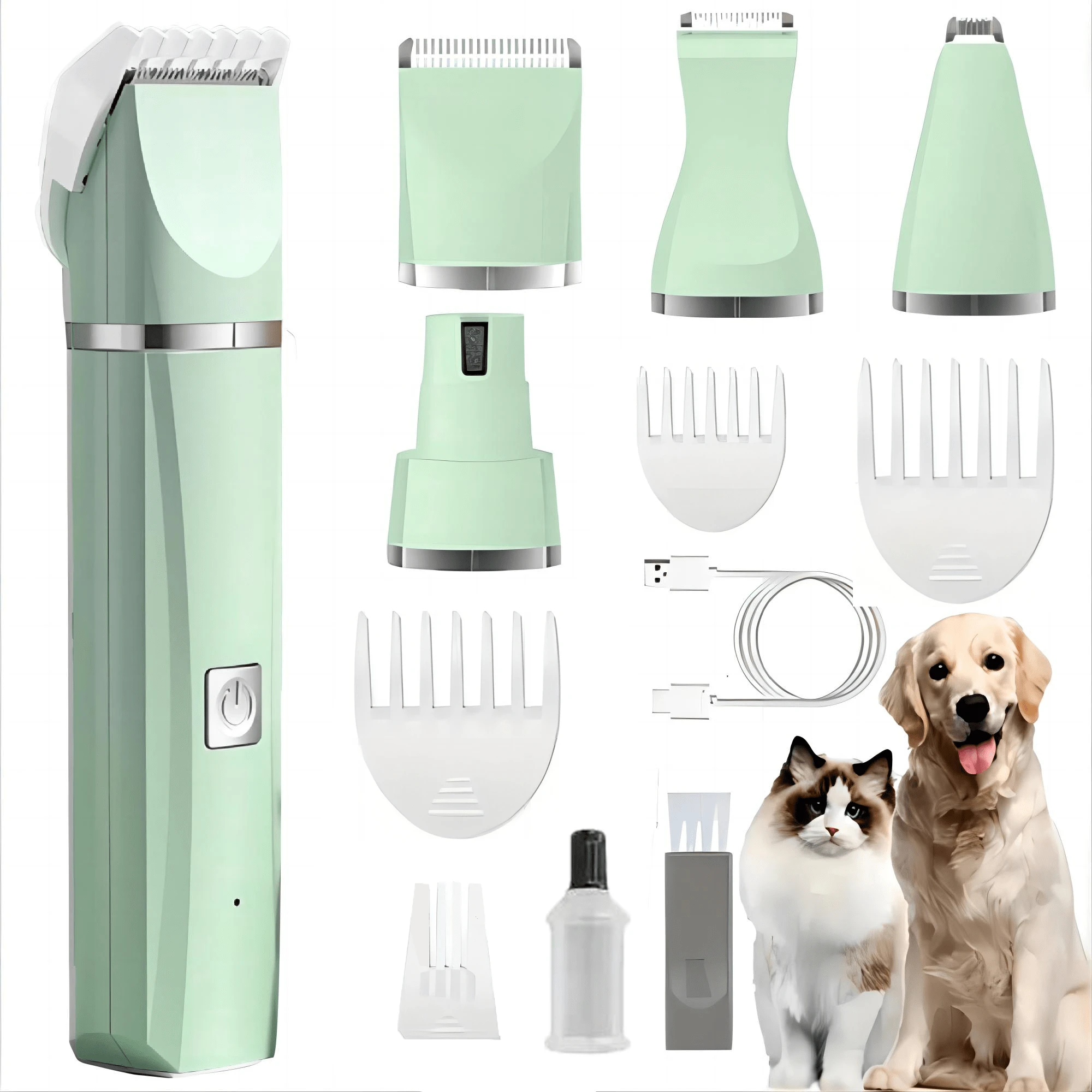 4 In 1 Electric Pet Clipper, Cat And Dog Hair Trimmer Set, Portable Pet ...