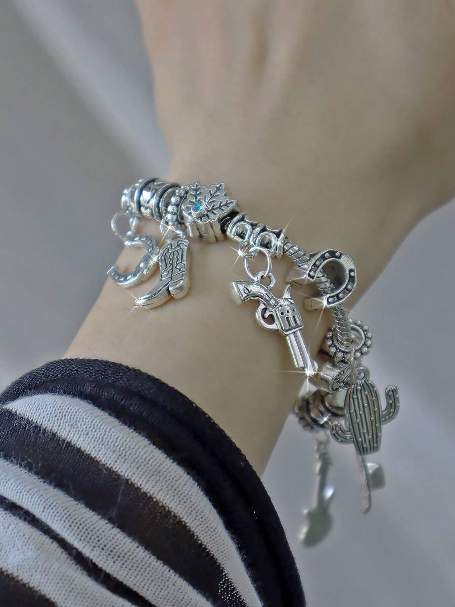 1pc Western Style Charm Bracelet, 1pc Western Style Lightning Daisy ...