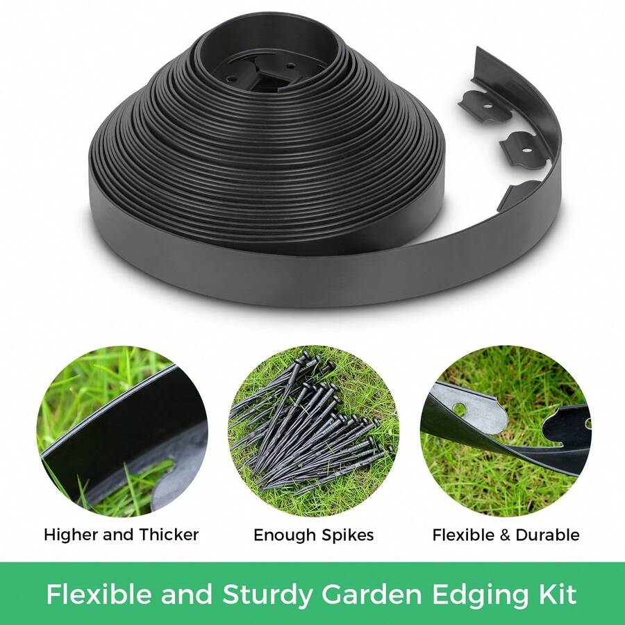 50 FT Landscape Edging Border With 60 Spikes, No Dig Garden Edging ...