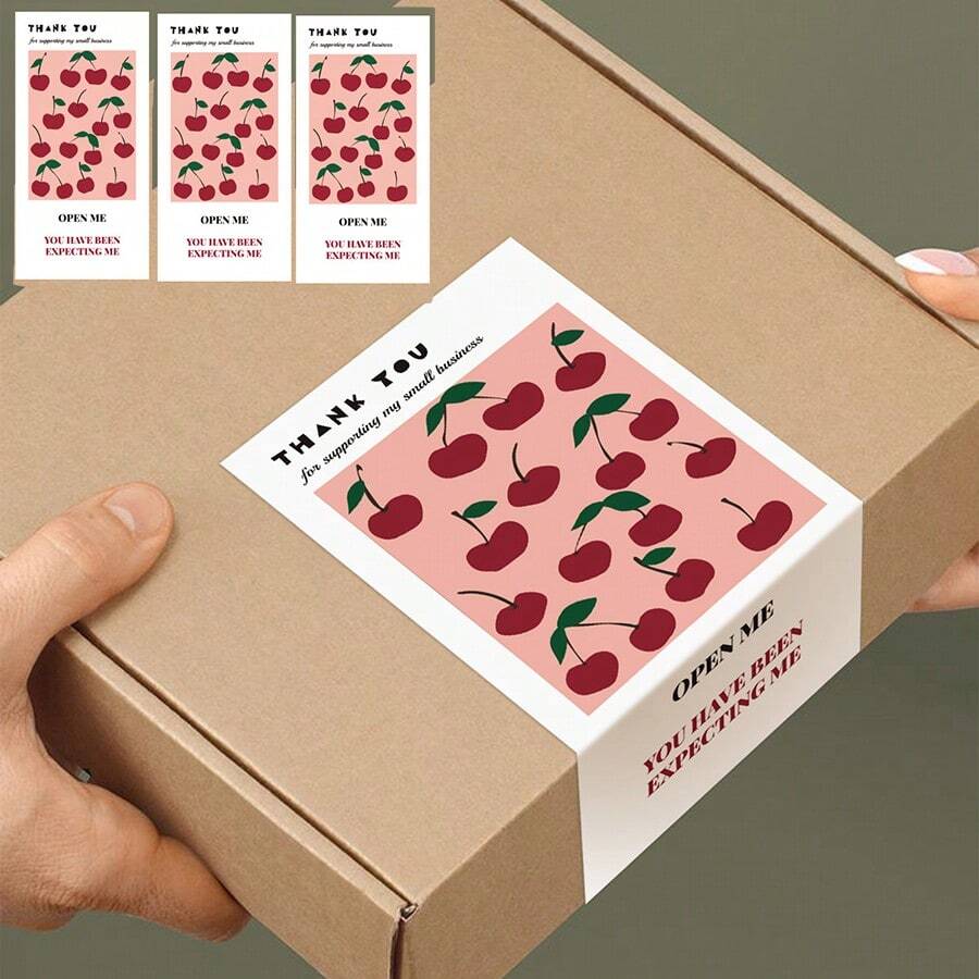 50 stickers/pack Green Leaf Rectangular Thank You Stickers Gift Box ...