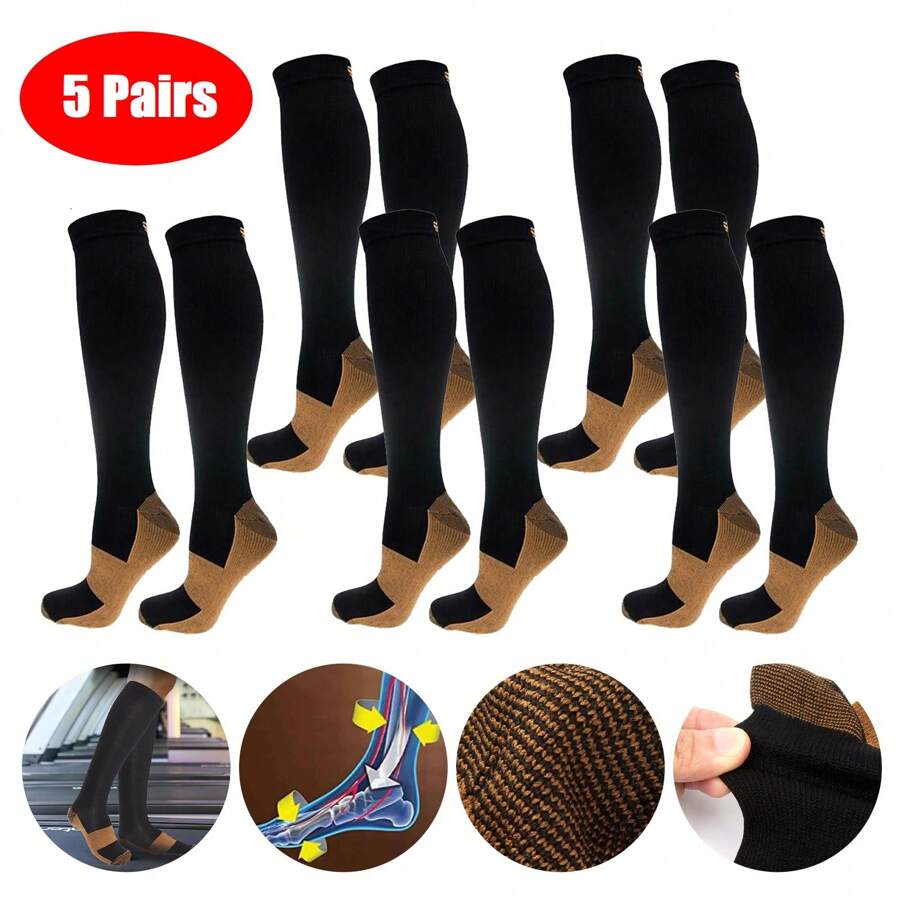 Dazone 5 Pairs Compression Socks Mens Womens S/M L/XL XXL 20-30mmHg ...