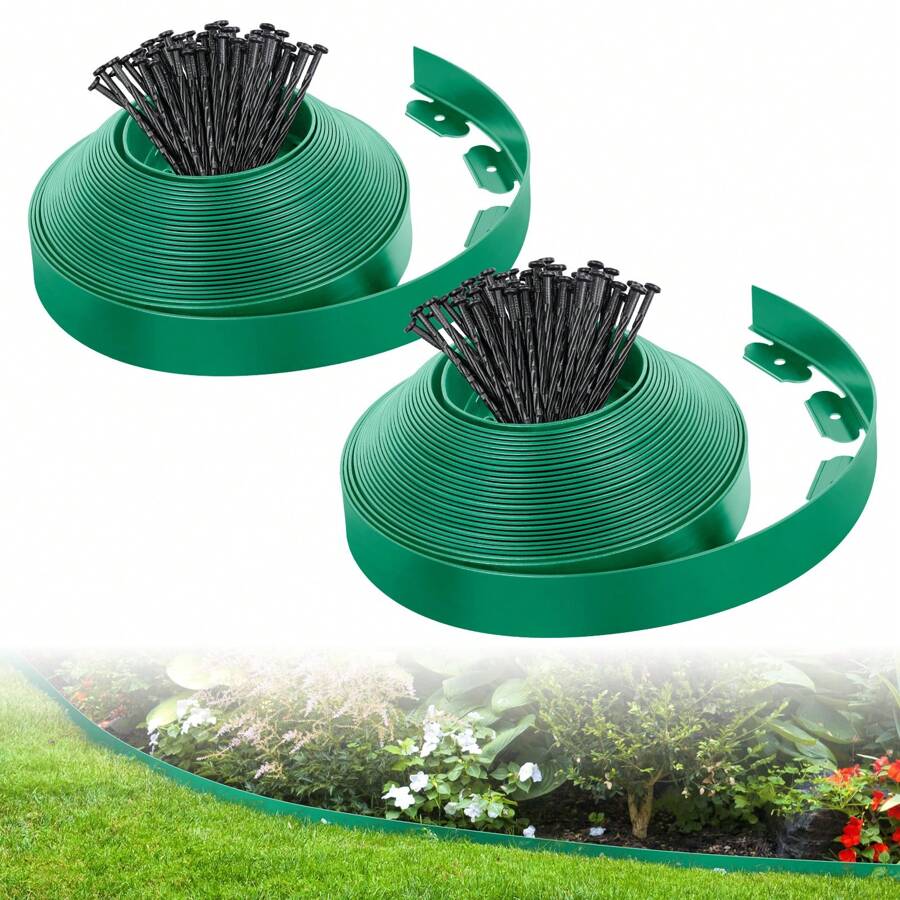 66 FT Landscape Edging Border With 80 Spikes, No Dig Garden Edging 1.8 ...