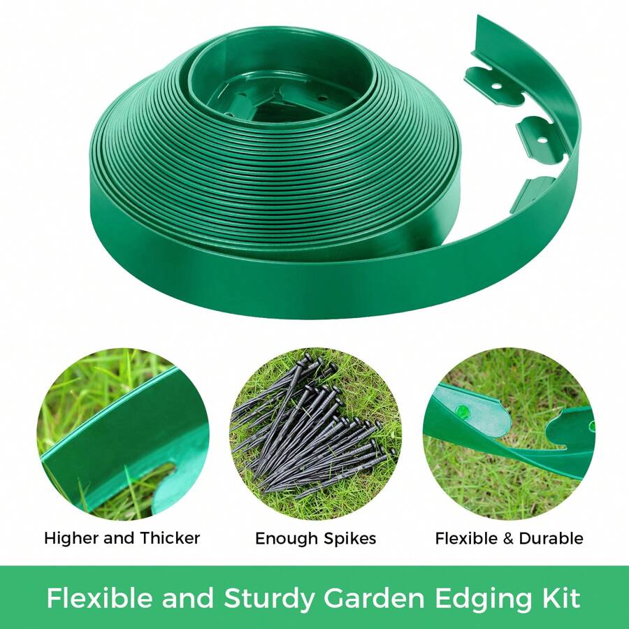 66 FT Landscape Edging Border With 80 Spikes, No Dig Garden Edging 1.8 ...