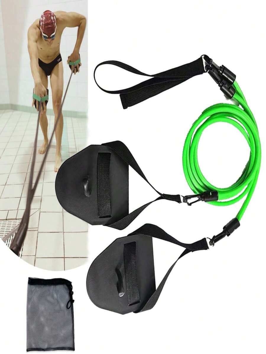 Swimming Resistance Band With Hand Paddles, Stretch Cord, Fitness Bands ...