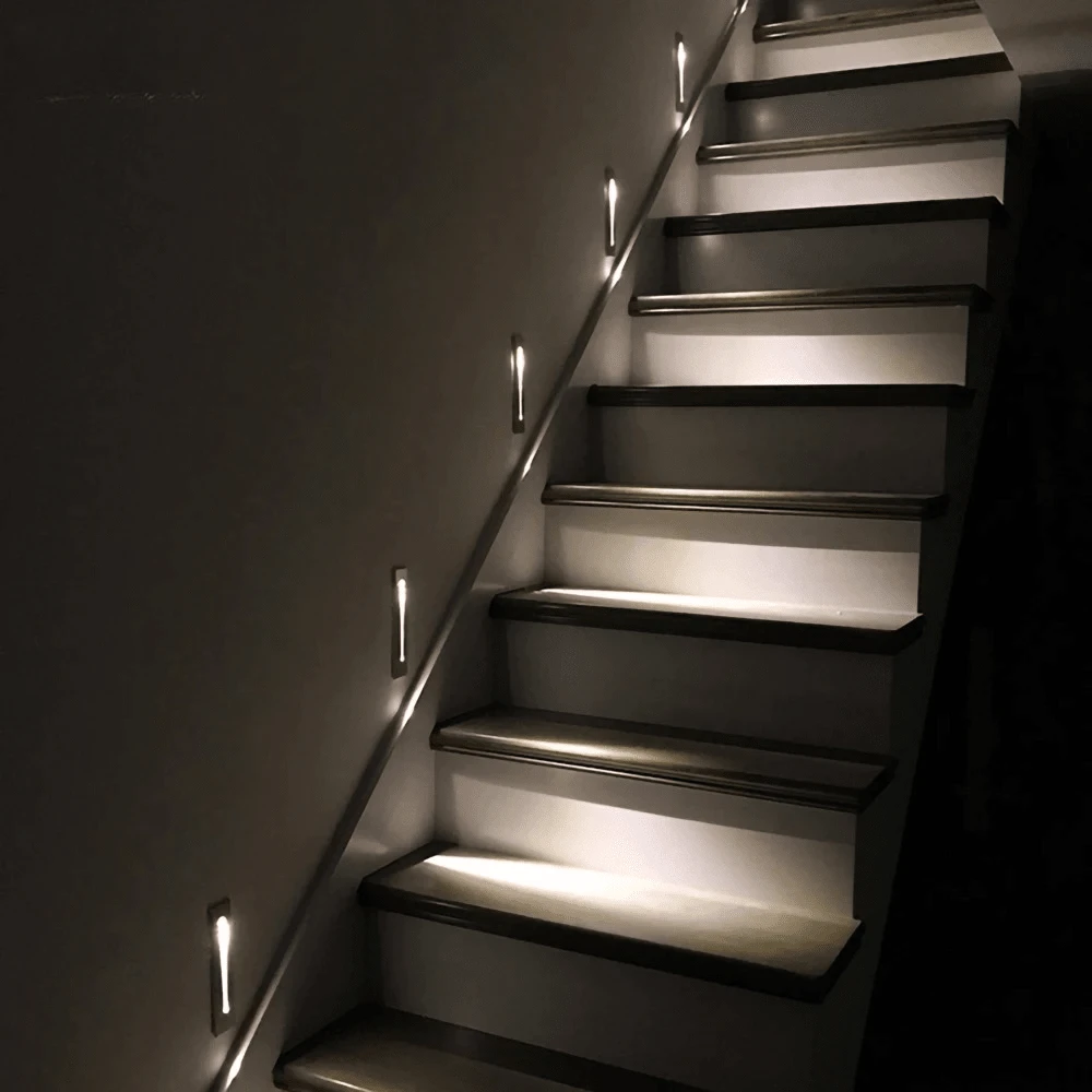 Luzes de Sensor de Escada LED Embutidas Luz de Degrau de Alumínio ...