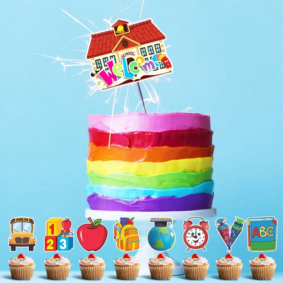 Back To School Cake Decorations, Welcome To School Decorations, School ...