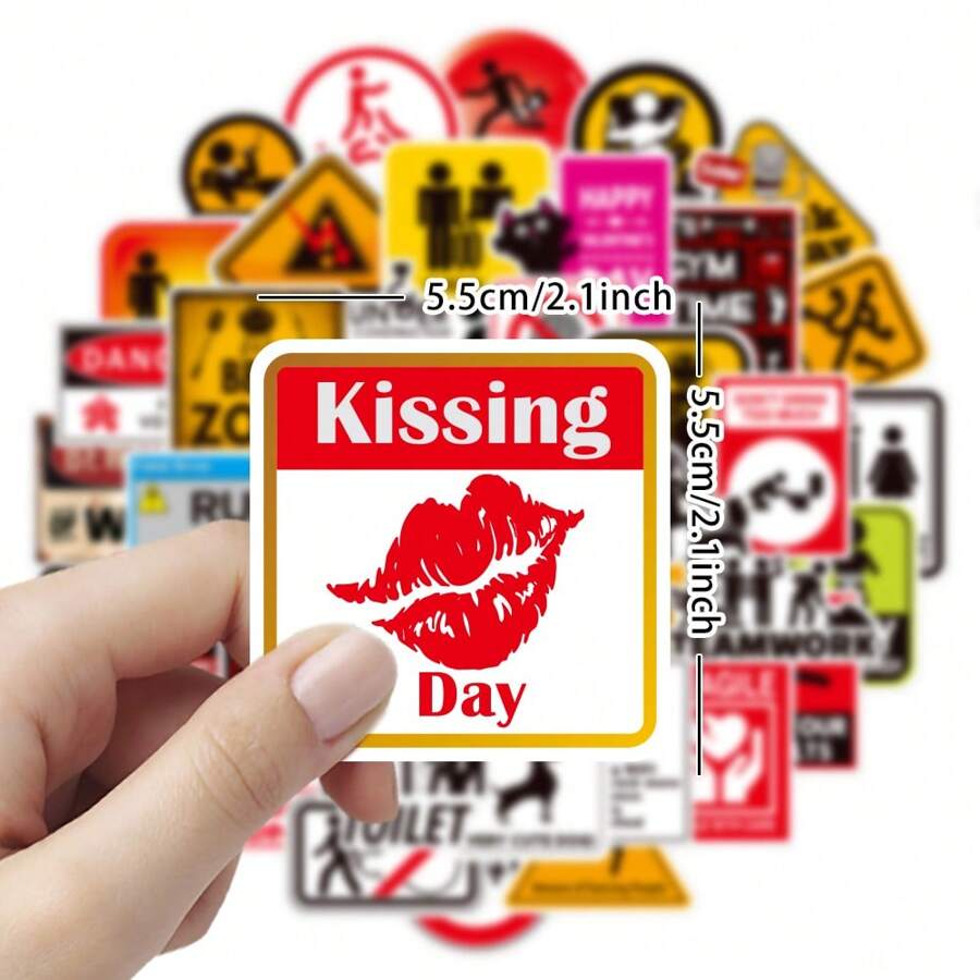 100pcs Warning Signs Stickers Danger Banning Signs Decals DIY Laptop ...