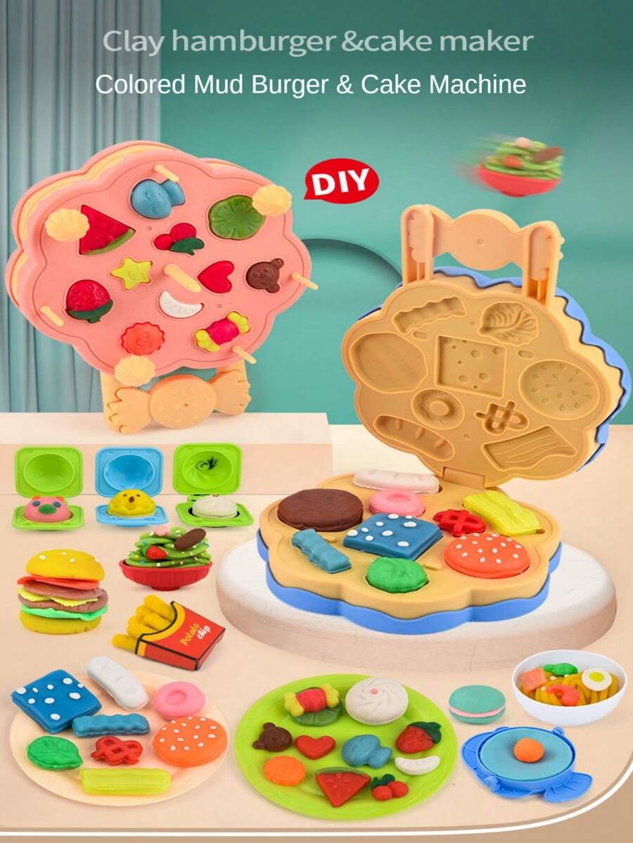 Kids' DIY Playdough Toy - Hamburger Machine & Noodle Maker Modeling ...