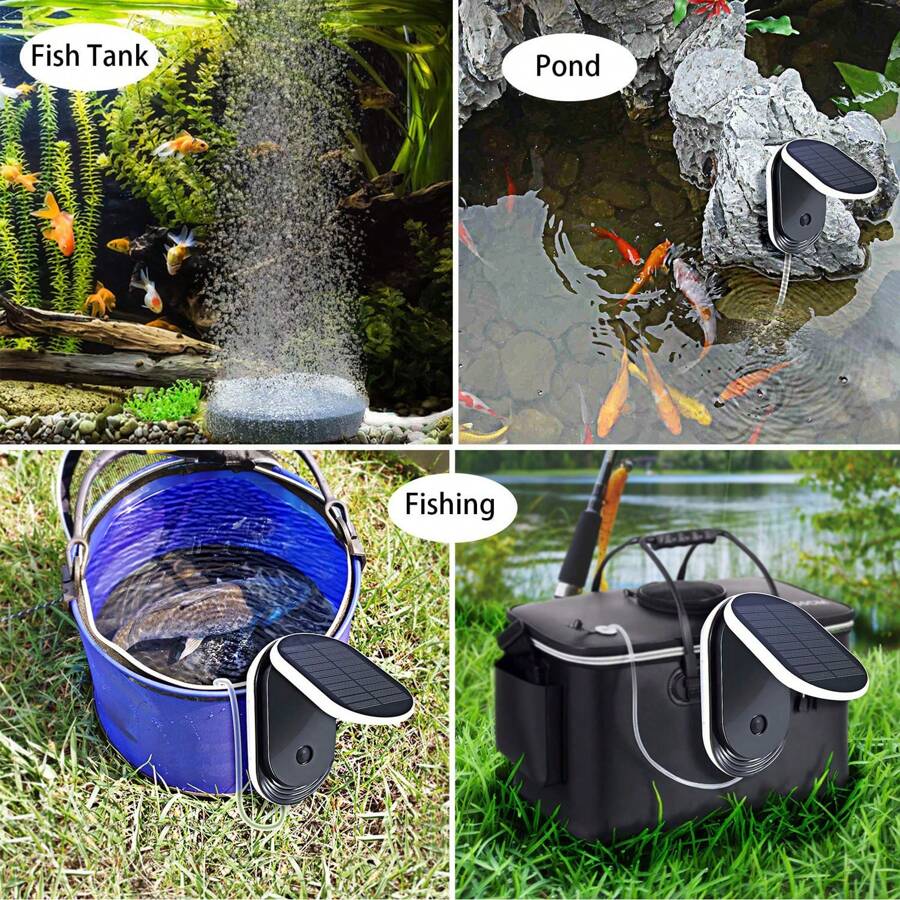 Solar Air Pump With USB Charging Portable Fish Bait Aerator Live Bait ...