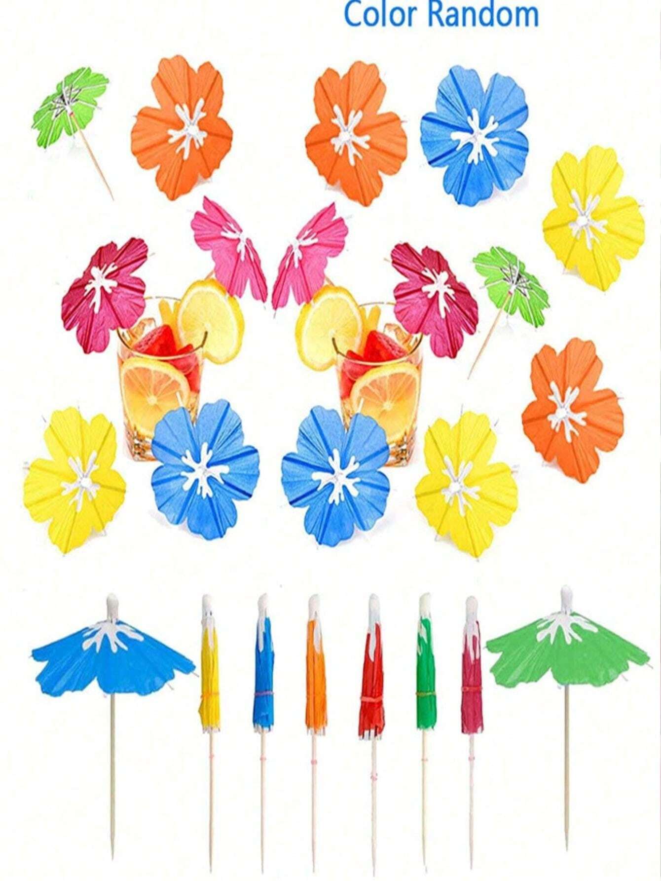 42pcs Artificial Palm Leaves & Hibiscus Flowers Tropical Party ...