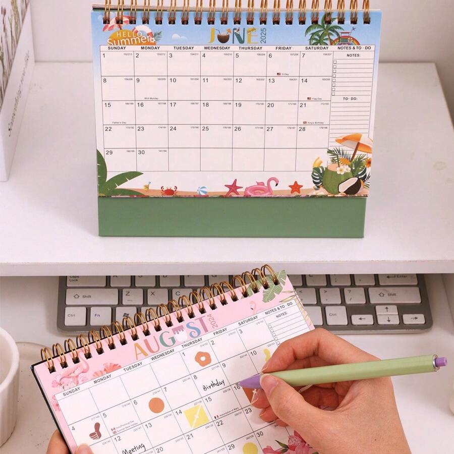 Small Desk Calendar 2024-2025, Monthly Desktop Calendar From July 2024 ...