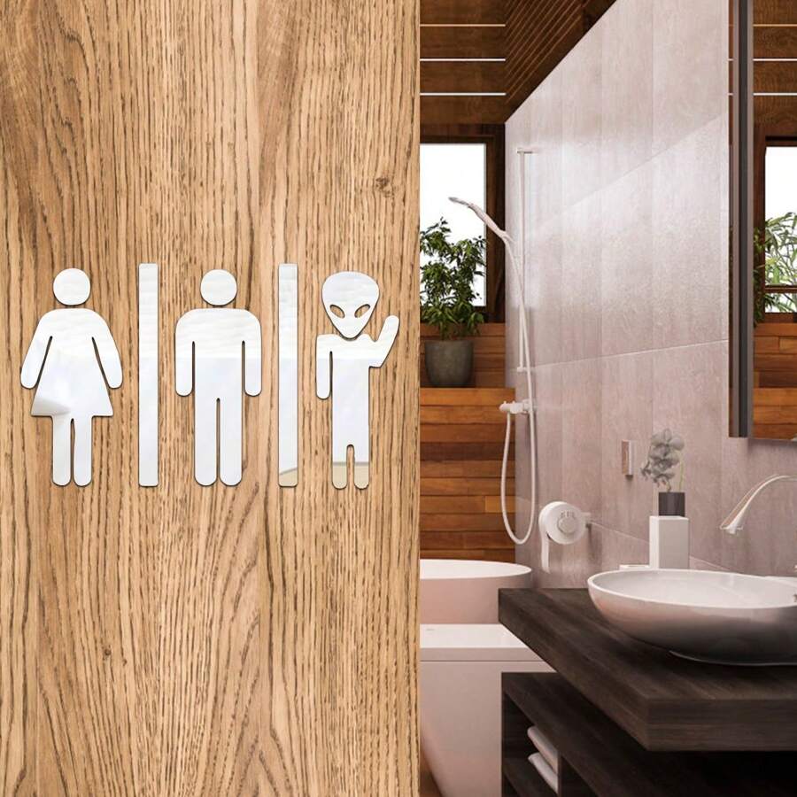 Um conjunto de adesivos de parede do banheiro, decalques de porta de ...