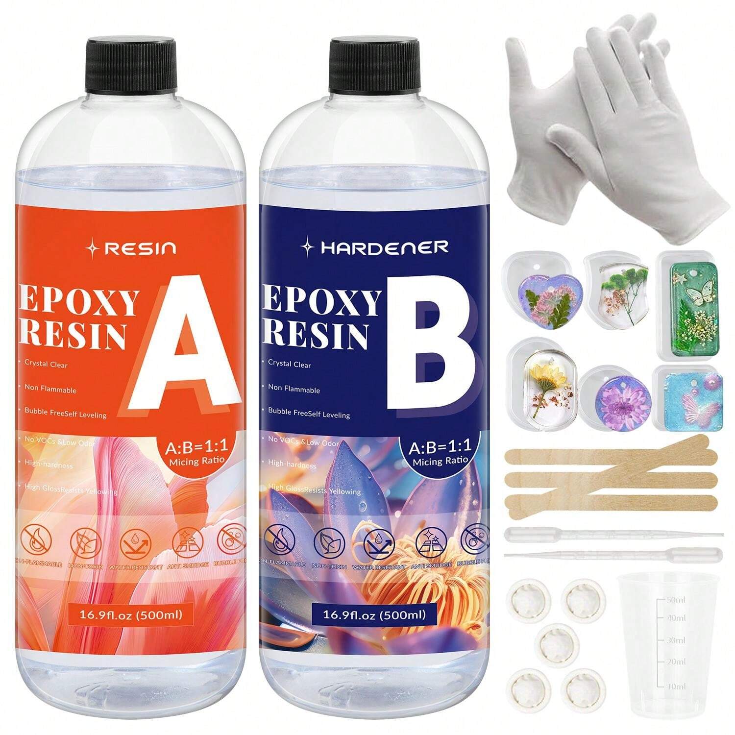 100ml/250ml/500ml Transparent Crystal Epoxy Resin Kit, Bubble-Free ...