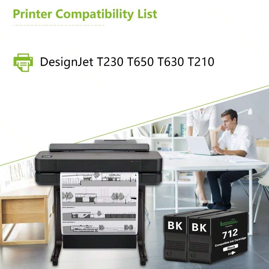 712XL Black Ink Cartridge 80-Ml (2-Pack) - LOMENTI 712XLBK Ink ...