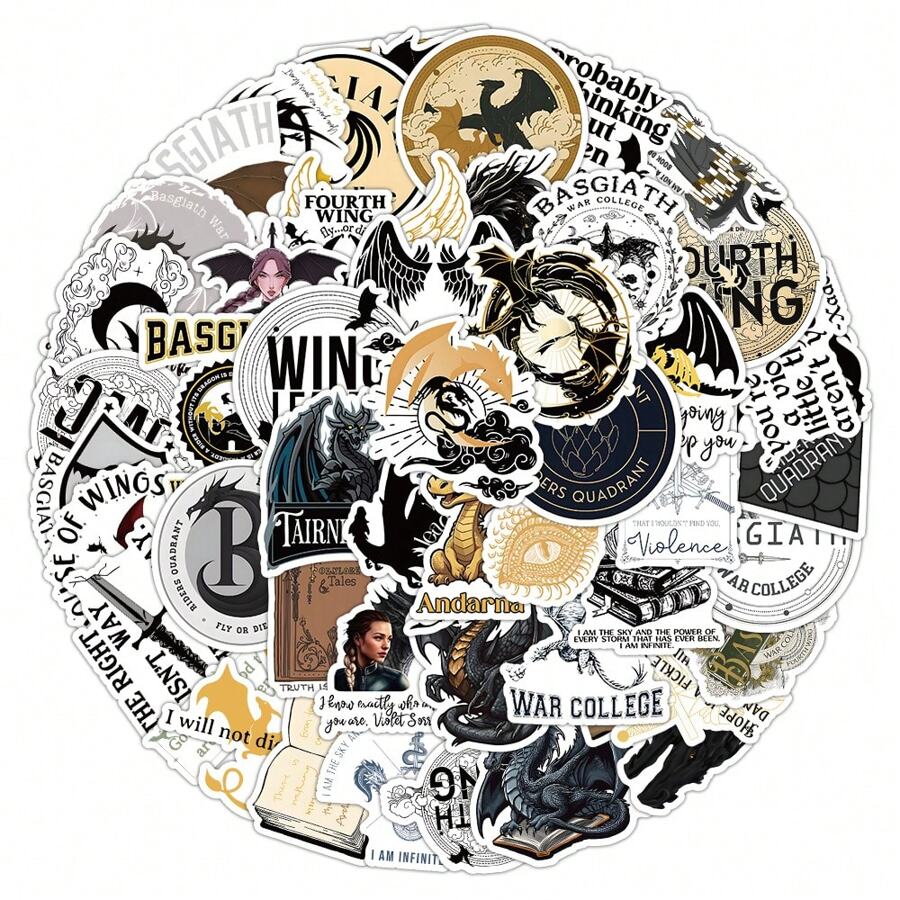 100pcs Anime Fantasy Fourth Wing Novel Cartoon Stickers Decals ...