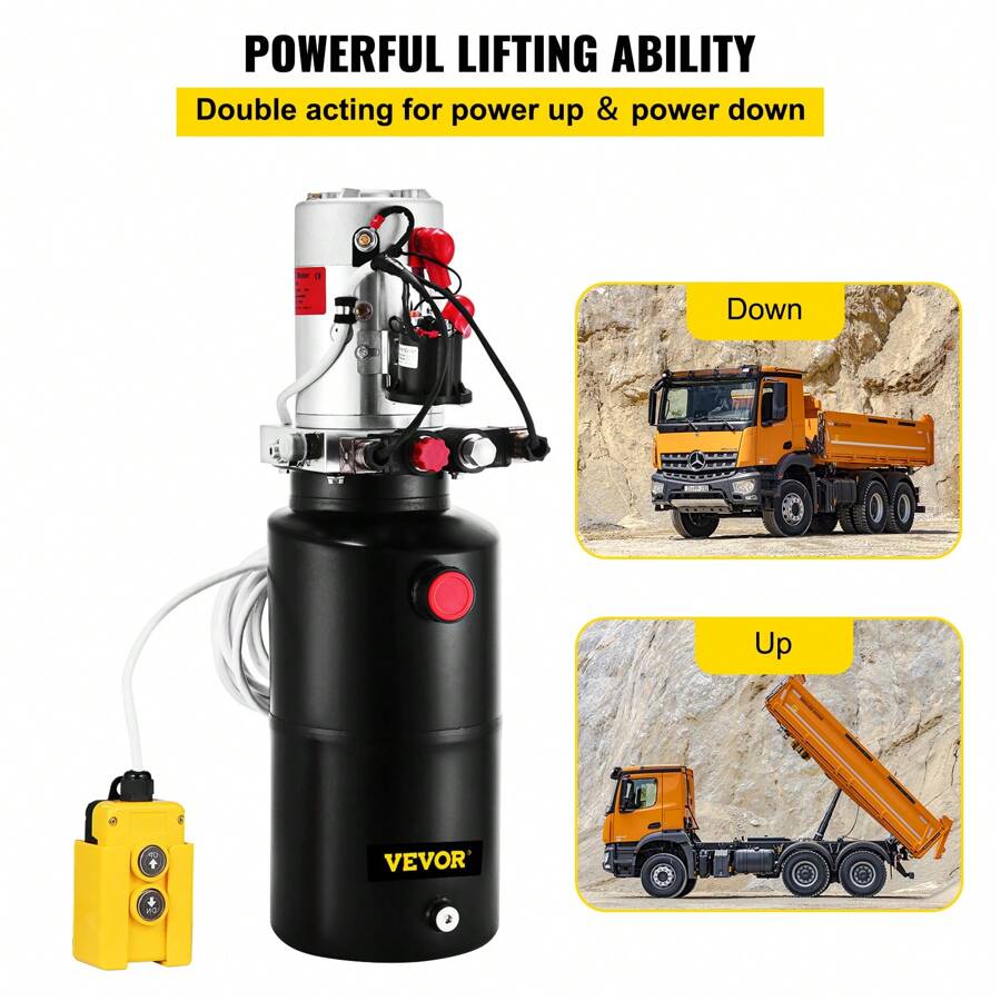 VEVOR Hydraulic Power Unit 12V DC Double Acting Hydraulic Pump 8 Quart ...