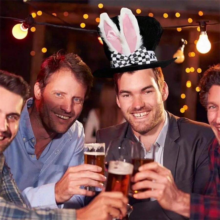 Easter Day White Rabbit Top Hat Alice Wonderland Cosplay Bunny Bowler ...