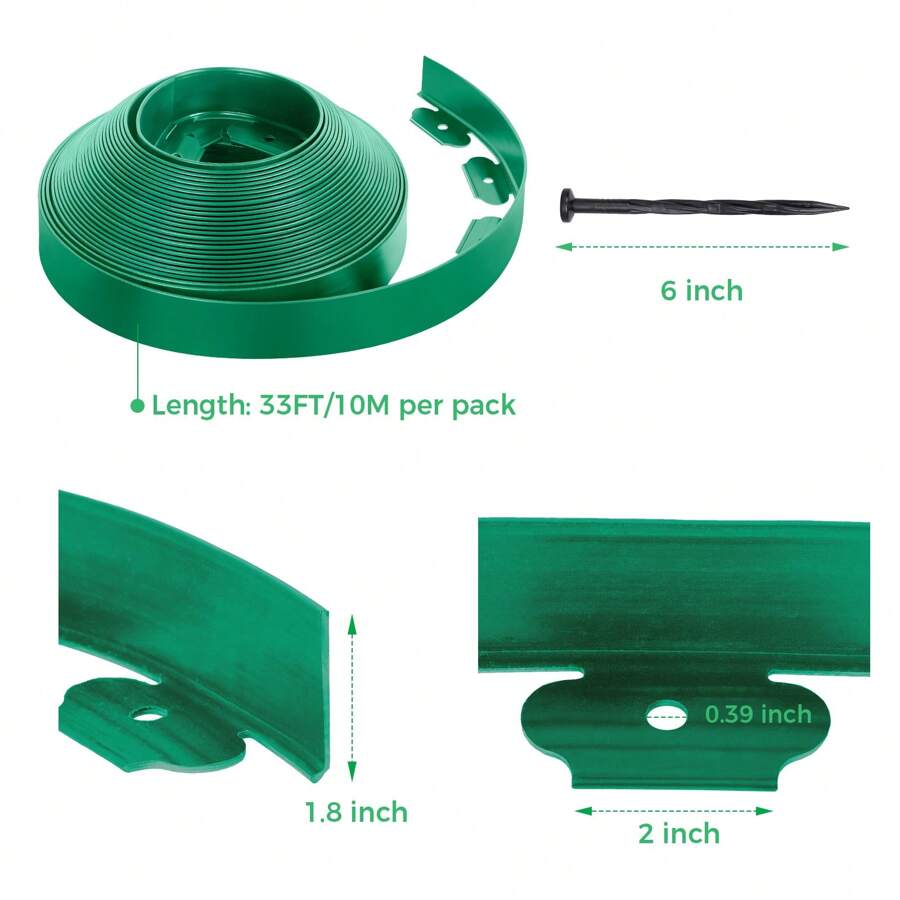 66 FT Landscape Edging Border With 80 Spikes, No Dig Garden Edging 1.8 ...