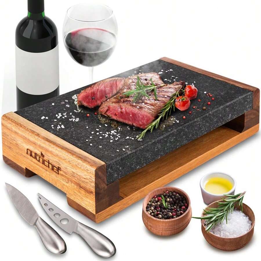 NUTRICHEF Nutrichef Natural Granite Stone Sizzling Steak Plate ...
