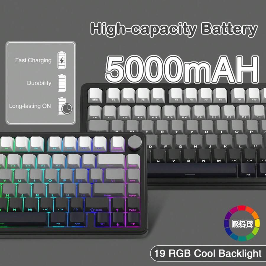 ATTACK SHARK X85 Hot Swap Mechanical Keyboard,75% TKL RGB Gaming Keyboard,Wireless 2.4GHz ...