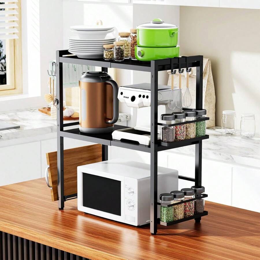 Microwave Oven Rack, Expandable Microwave Stand Countertop Kitchen ...