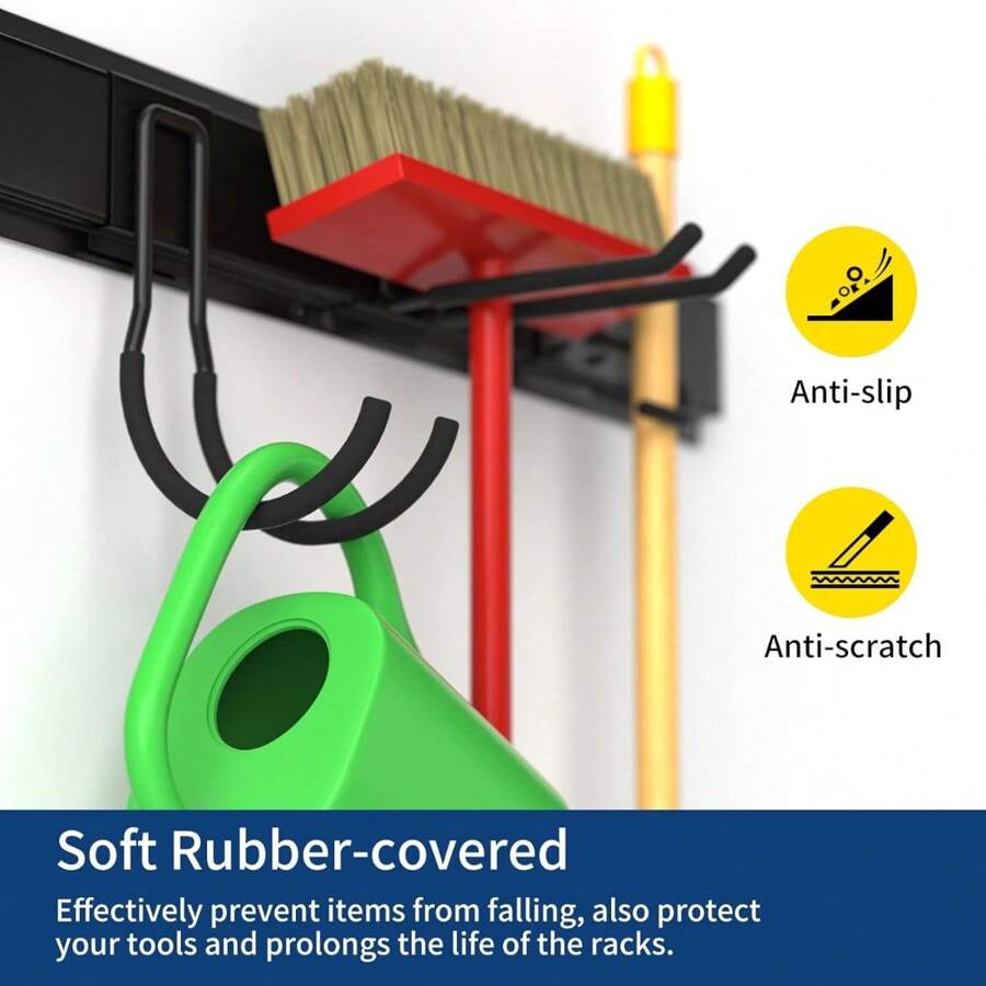 Wall Mount Tool Storage Rack, 15 PCS Heavy Duty Steel Yard Garden Tool ...