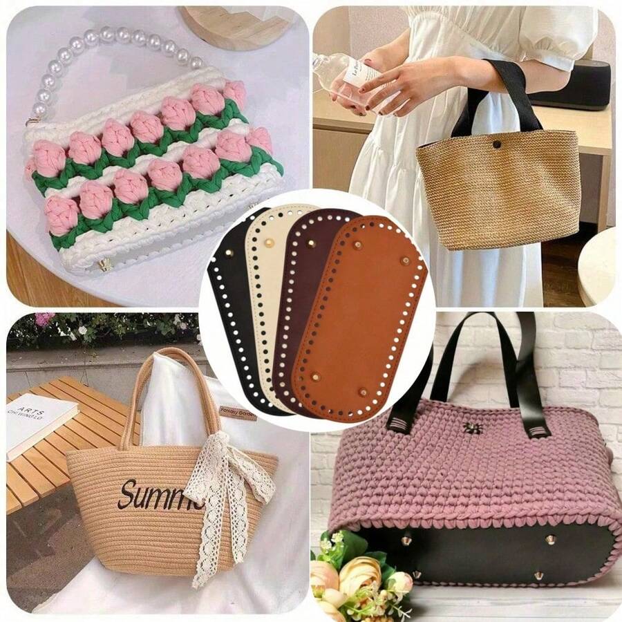 4 Piezas/set Almohadilla de base de bolso de PU ovalado: almohadilla ...