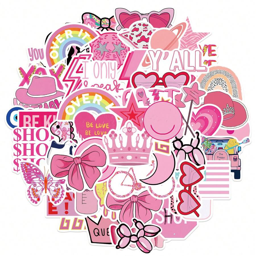 50PCS Cute Stickers Pink Stickers Preppy Stickers Pink Stickers ...