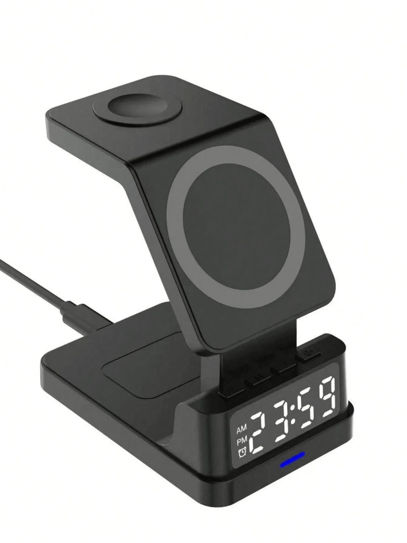 Base de carga inalámbrica de 15W 4 en 1 con reloj digital, compatible ...