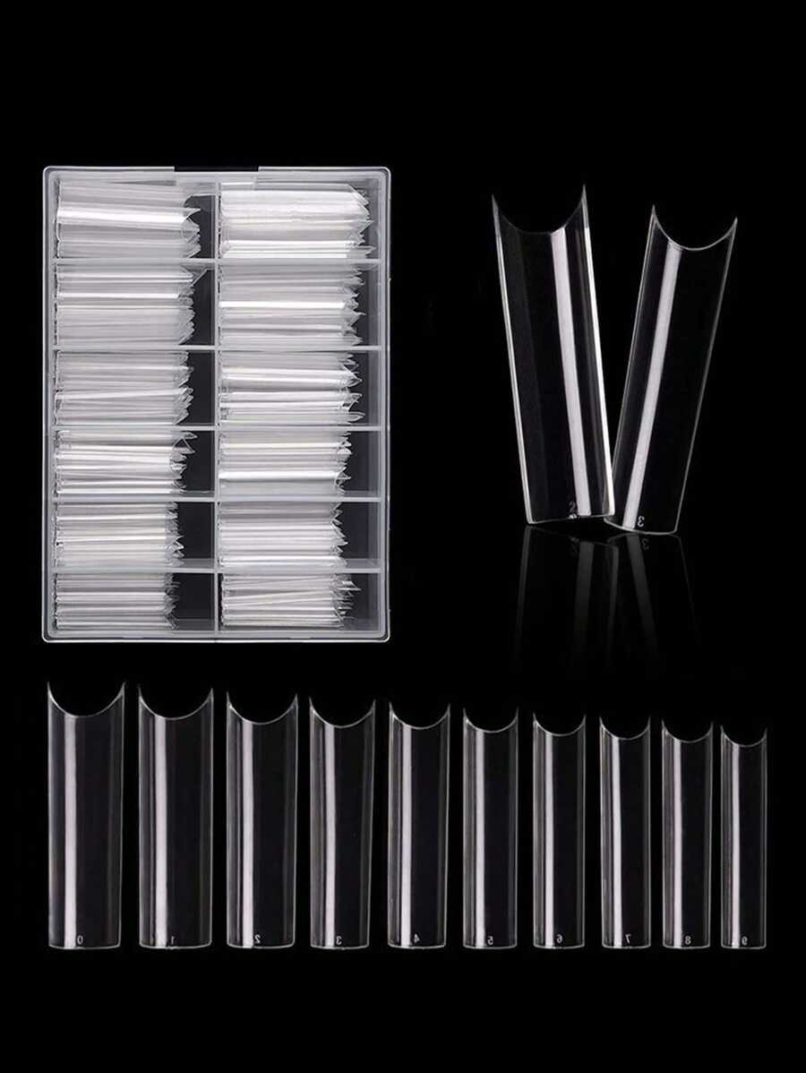 240pcs Extra Long Clear Fake Nail Tips Xxl Super Long Half Cover Deep C