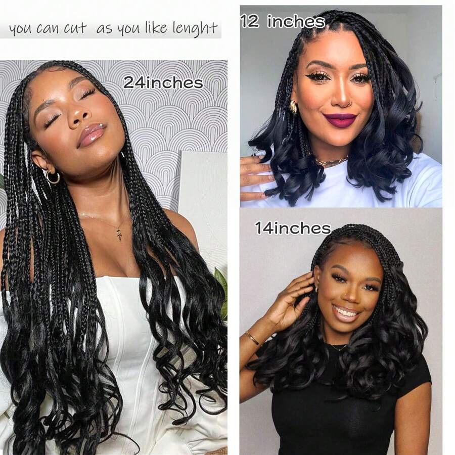 12 Inch Goddess Box Braids Crochet Hair French Curl Braiding Hair For ...