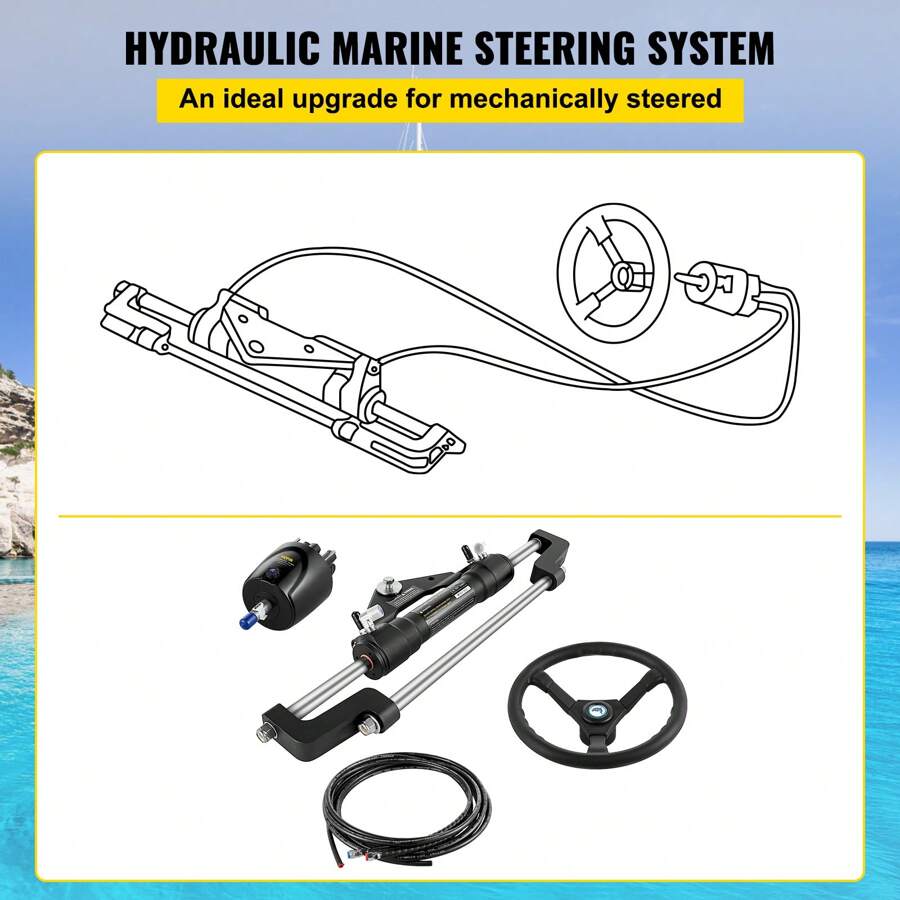 VEVOR Hydraulic Outboard Steering Kit 300HP, Hydraulic Steering Kit ...