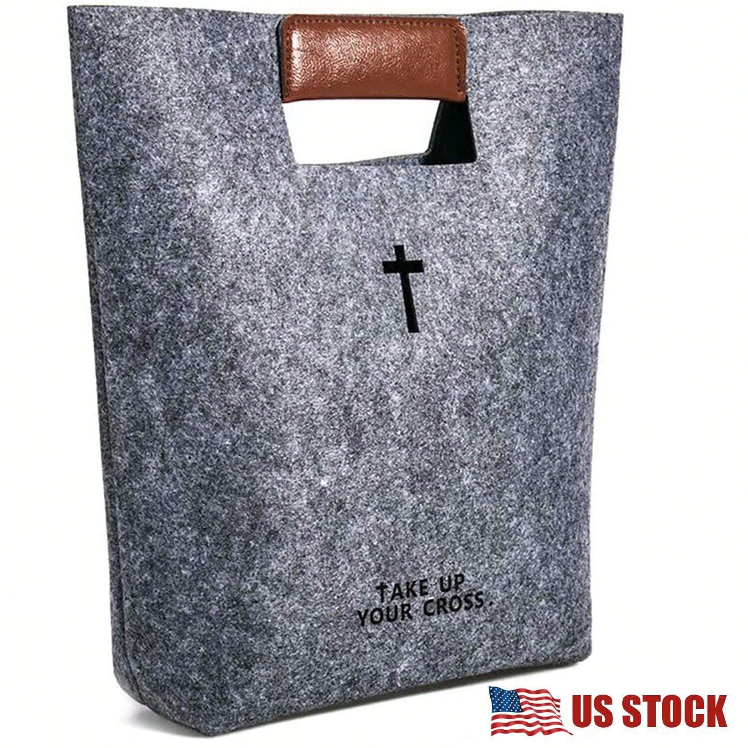 AGAPASS Bible Bag Hollow Cross Design Bible Handbag Felt Bible Totem ...