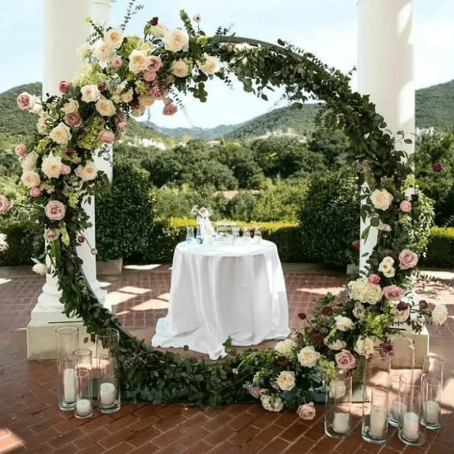 Novo Arco de Círculo de Ferro Backdrop para Decoração de Casamento ...