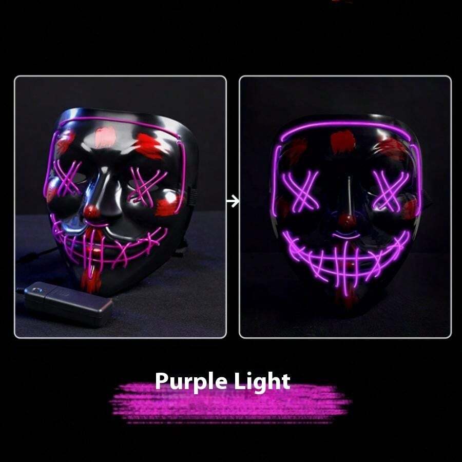 Cyberpunk LED Glowing Full Face Mask V-Shape Cold Light Funny Party ...