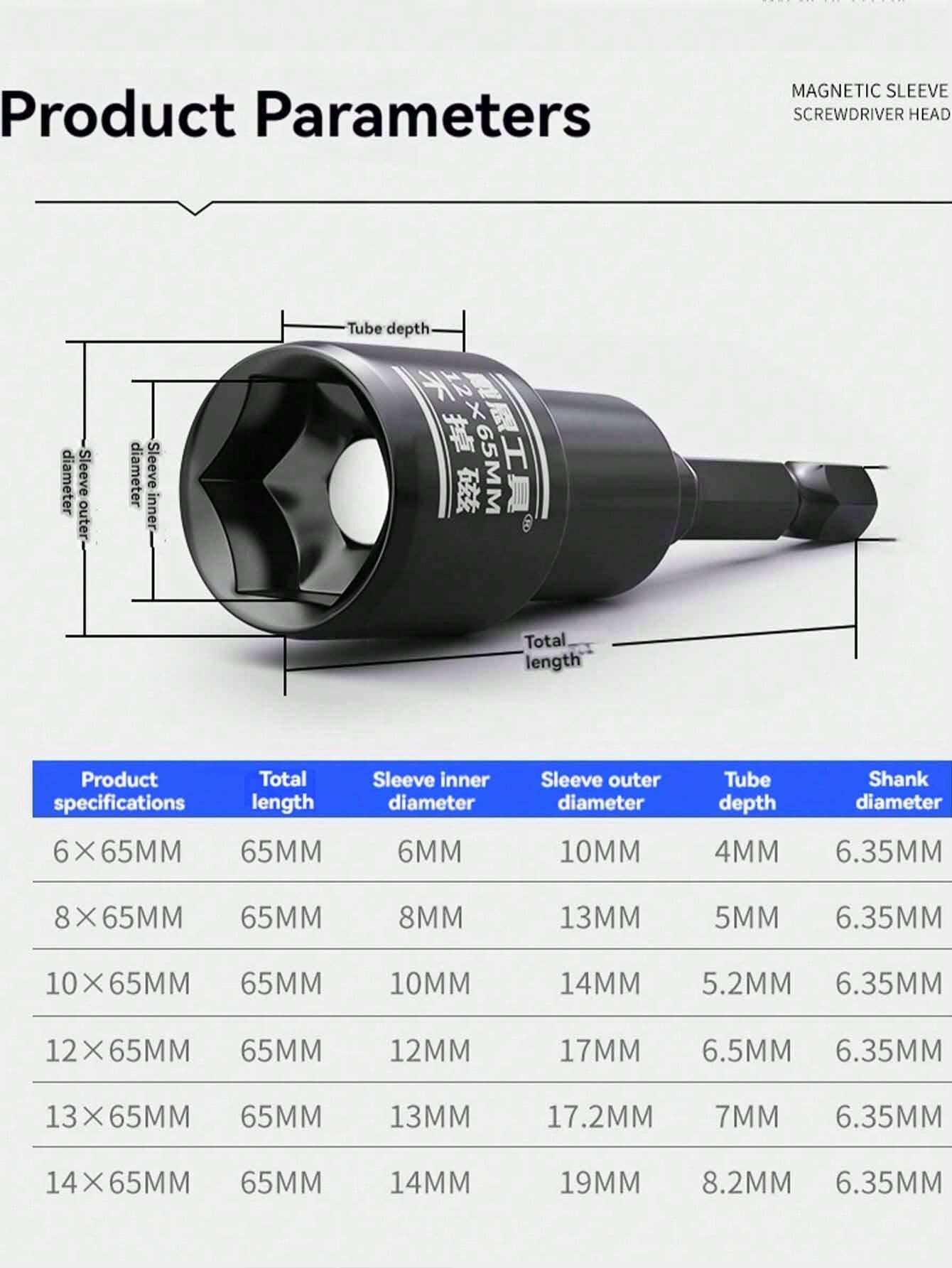 Electric Torque Wrench Socket - 8mm Hex, Self-Tapping Screws, Magnetic ...
