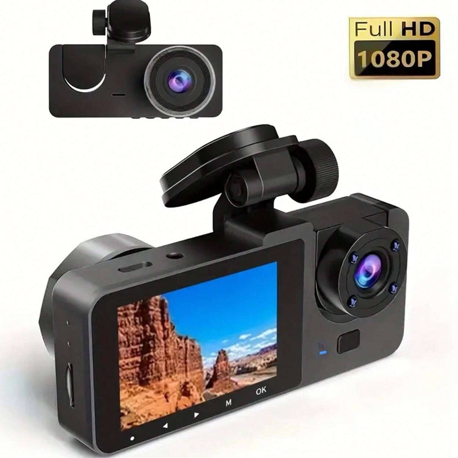3 Channel Dash Cam Built-In Front & Rear, 1080P Dash Cam IR Night ...
